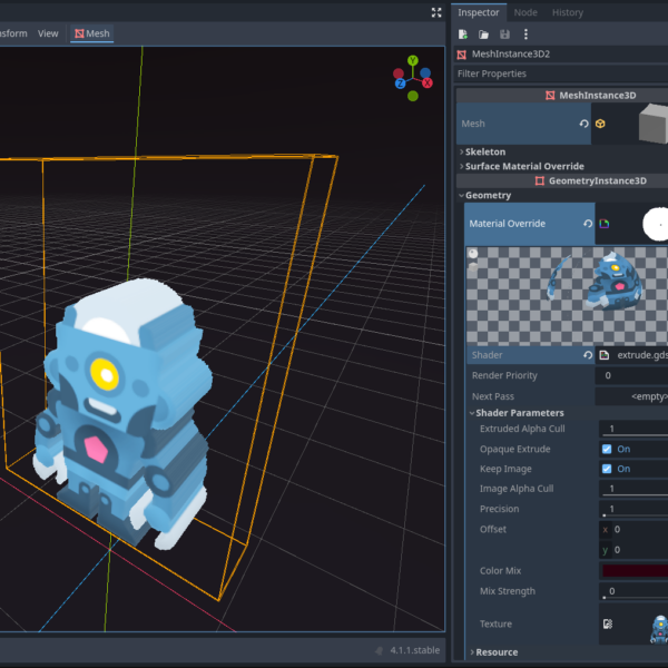 Extrude 2D Texture in 3D - Godot Shaders